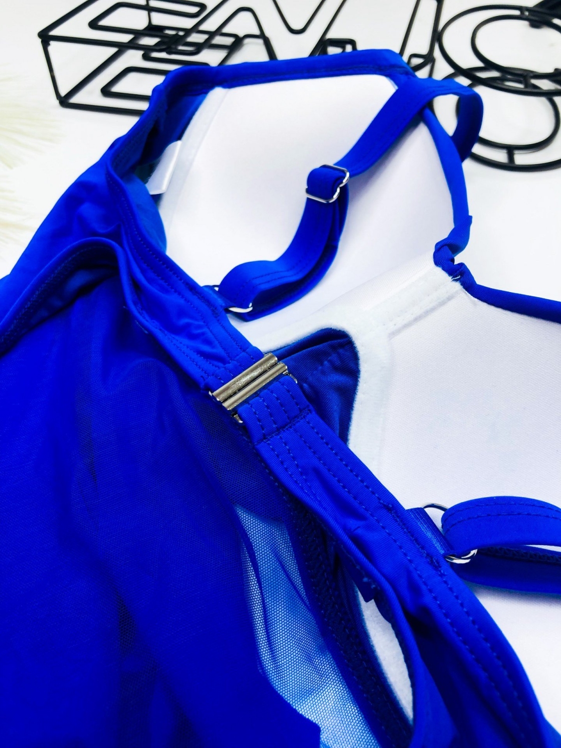 Dámske modré nariasené celé plavky - Webmoda.sk